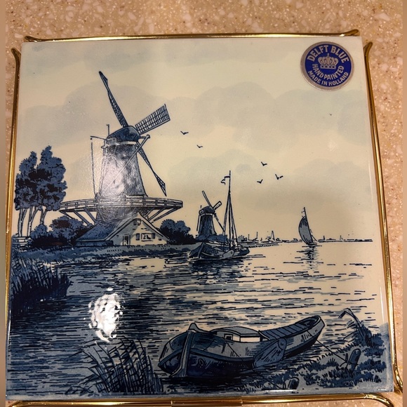 Delft Blue | Other | Vintage Delft Blue Holland Hand Painted Trivet Euc ...